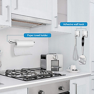 Paper Towel Holder - Self Adhesive Paper Towel Rack Under Cabinet Mount SUS304 Stainless Steel for Kitchen Bathroom Large Roll Paper, 4 Piece (Matte Black)