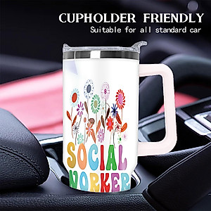 FOCIUZTA 40oz Tumbler with Lid, Insulated Cup, Travel Coffee Mug, Ideal Gift for Easter, Father’s Day, Mother’s Day, Birthday, Social Worker Design