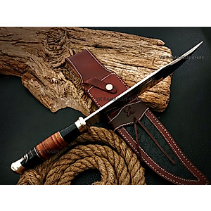 JNR Traders Handmade Dundee Bowie Knife Full Tang Hunting Knife, Large Bowie Knife with Sheath 17 inch Mirror Polished Carbon Steel Blade 3685