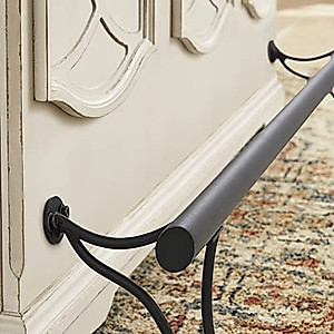 Signature Design by Ashley Realyn French Country Bar with Metal Footrest, White & Beige