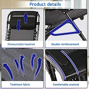 Zero Gravity Chair Patio Lounge Recliners Adjustable Lounge Outdoor Chairs with Pillows and Cup Holder for Backyard, Poolside, Garden, Pool, Beach, Lawn, Deck,Yard,Set of 2