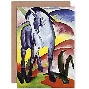 Wee Blue Coo FRANZ MARC BLUE HORSE I 1911 OLD MASTER BIRTHDAY BLANK GREETINGS CARD