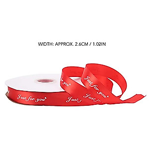 Hztyyier 100 Yards Red Satin Ribbon, 1.02 in Wide just for You Fabric Ribbon for Gift Wrapping, Floral Arrangements, Hair Bows, Sewing, Wedding Party Decoration