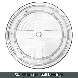 mDesign 2 Tier Lazy Susan Turntable Food Storage Container for Cabinets, Pantry, Fridge, Countertops - Raised Edge, Spinning Organizer for Spices, Condiments - 9" Round, 2 Pack - Clear/Chrome