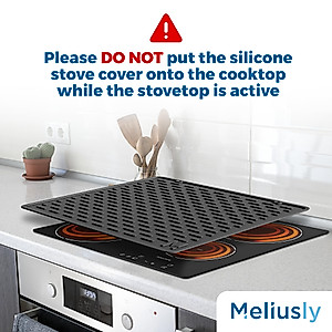 Meliusly® Silicone Stove Cover (20x28) Premium Silicone Stove Top Protector, Silicone Electric Stove Top Covers, Silicone Mat for Glass Stove Top, Silicon Stove Cover Cooktop Range Mat (Solid Black)