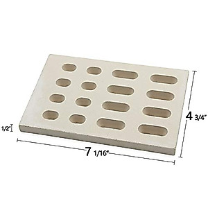 Hongso 7 1/16" CRB65504 (4-Pk) Universal Replacement Heat Plate Flame Tamer, Ceramic Brick Flame Tamer, Ceramic Radiant Replacement for BARBEQUES Galore Grand Turbo