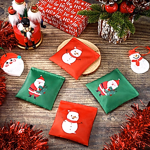 Ceenna 12 Pcs Thanksgiving Bean Bags Halloween Pumpkin Cornhole Game Bags for Tossing Christmas Game Bean Bags Corn Hole Beans Bags for Holiday Party(Snowman and Santa Claus)