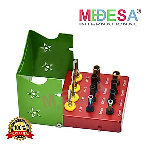 Dental Implant Surgical Bone Collector Bone Chip Maker Drill & Stopper Kit Stainless Steel 12 Pcs CE by MEDESA