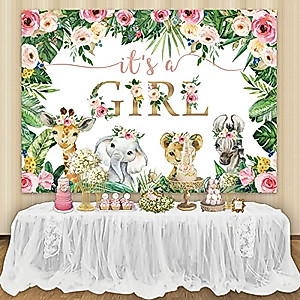 Maijoeyy 7x5ft Safari Baby Shower Decorations for Girl Baby Shower Party It’s a Girl Baby Shower Backdrop Safari Animals Girl Baby Shower Backdrop for Photography