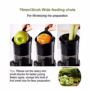 Cold Press Juicer, Qvin Slow Masticating Juicer Machines with Big Wide Chute, Nutrient Electric juicer machines Vegetable And Fruit, slow Juicer Machine BPA-Free, Easy to Clean，extractor de jugos y vegetales