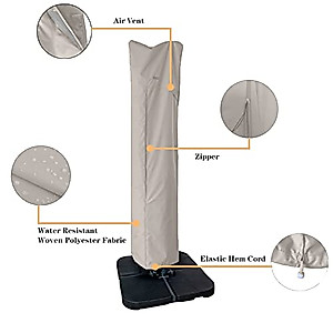 Garden Balsam Patio Umbrella Cover for 9ft to 13ft Offset Umbrella, Water Resistant, Curved Cantilever and Straight Pole Parasol Outdoor Umbrellas Cover with Zipper and Rod