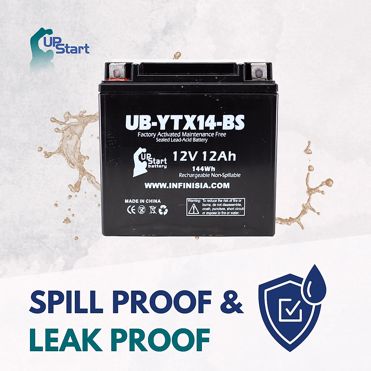 YTX14-BS Replacement For Honda Fourtrax 300 Battery (1988-2000) - Compatible With Honda TRX300FW Parts, TRX300 Fourtrax 300cc - 4x4 Four Wheeler Quad ATV Batteries - 12V 12AH Maintenance Free
