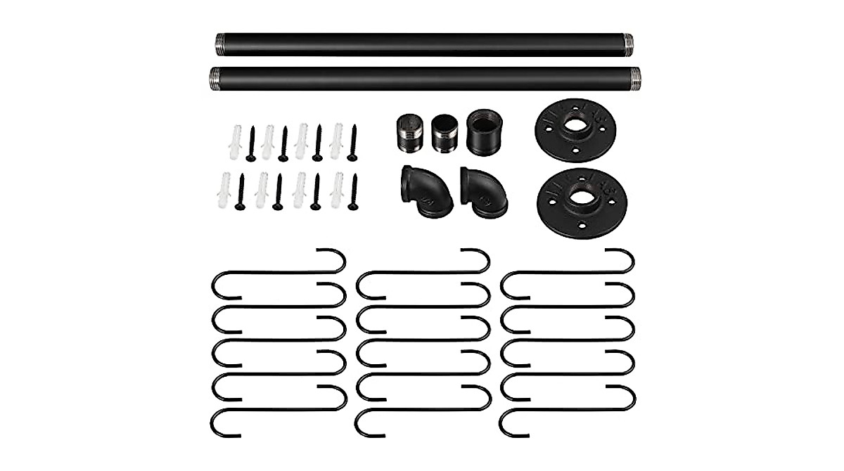 HOMGEN 100cm Kitchen Wall Rack with 15 Hooks | Space-Saving Organizer