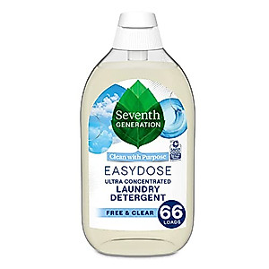 Seventh Generation EasyDose Laundry Detergent, Ultra Concentrated: 66 Loads, Free & Clear Designed for Sensitive Skin, 23.1 Fl Oz