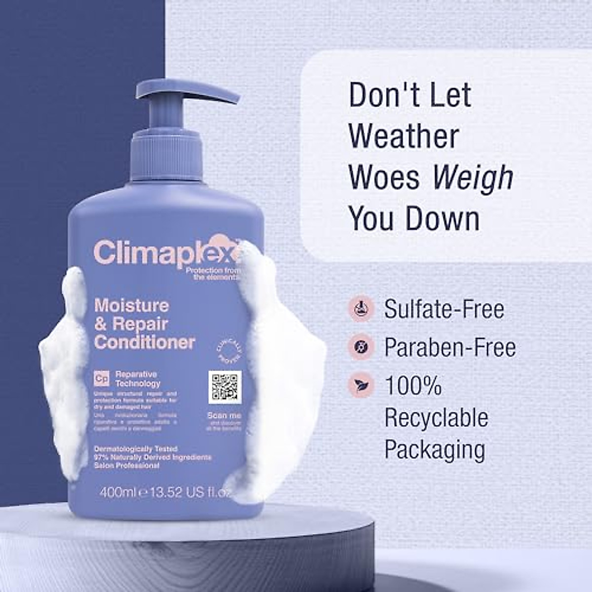 Climaplex Moisture and Repair Shampooo and Conditioner Duo - Soothing, Purifying, and Moisturizing - Adds Shine and Smooths Scalp - Contains Detangling Benefits - Suitable for All Hair Types - 2 pc