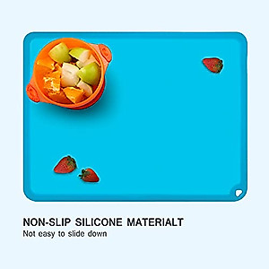 Kids Placemats, Silicone Baby Placemats for Kids Toddler Children Reusable Non-Slip Table Mats, Baby Food Mats for Restaurant, 2 Pack, Purple/Blue