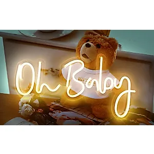 Oh Baby Neon Sign for Wall Decor,23.6x11.8 inch Dimmable Switch Warm White Art Signs Led Neon Light for Baby Shower Decorations, Engagement Party, Birthday Party, Bar, Wedding House, Kid's Room