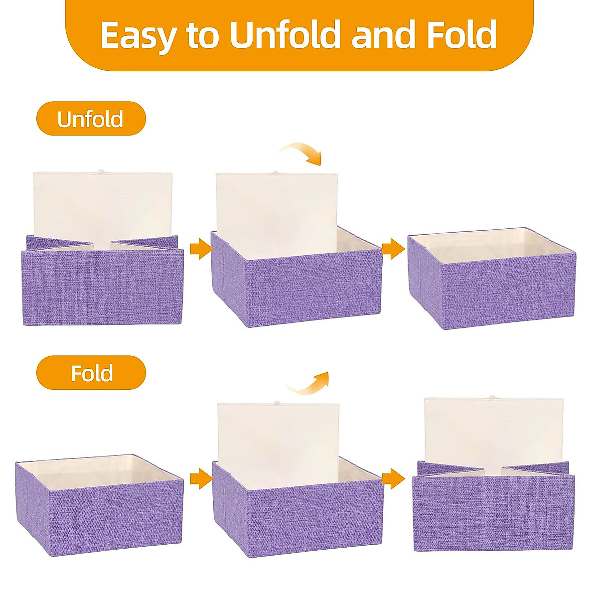 ORGMASTER Drawer Organizer Clothes, Linen Closet Organizers and Storage Box, Foldable Storage Baskets Dresser Drawer Dividers Containers Bins for Shelf, Wardrobe, Bedroom, Office, 9 Pack, Purple