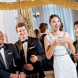 6 Pack 10 Feet Champagne Gold Foil Fringe Garland Metallic Tinsel Streamers Banner Wall Hanging Backdrop Banner for Parade Floats, Valentine's Day, Wedding, Birthday, Mardi Gras Party Decorations