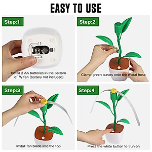 Fly Fans for Tables, Fly Repellent Fan for Outdoor & Indoor Food Fans to Keep Flies Away Battery Powered, Portable Fly Deterrent with Soft Blades for Restaurant, BBQ, Picnic (4 Pack)