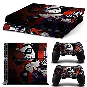 CAN Ps4 Console Designer Protective Vinyl Skin Decal Cover for Sony Playstation 4 & Remote Dualshock 4 Wireless Controller Stickers - Harley Quinn Catoon