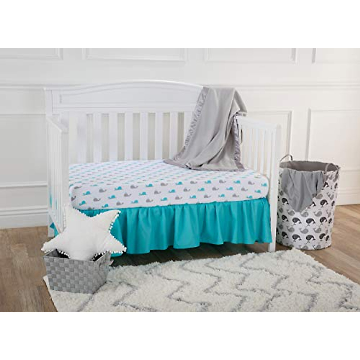 TL Care Fleece Blanket 30” X 40“ with 2” Satin Trim, Gray, for Boys and Girls