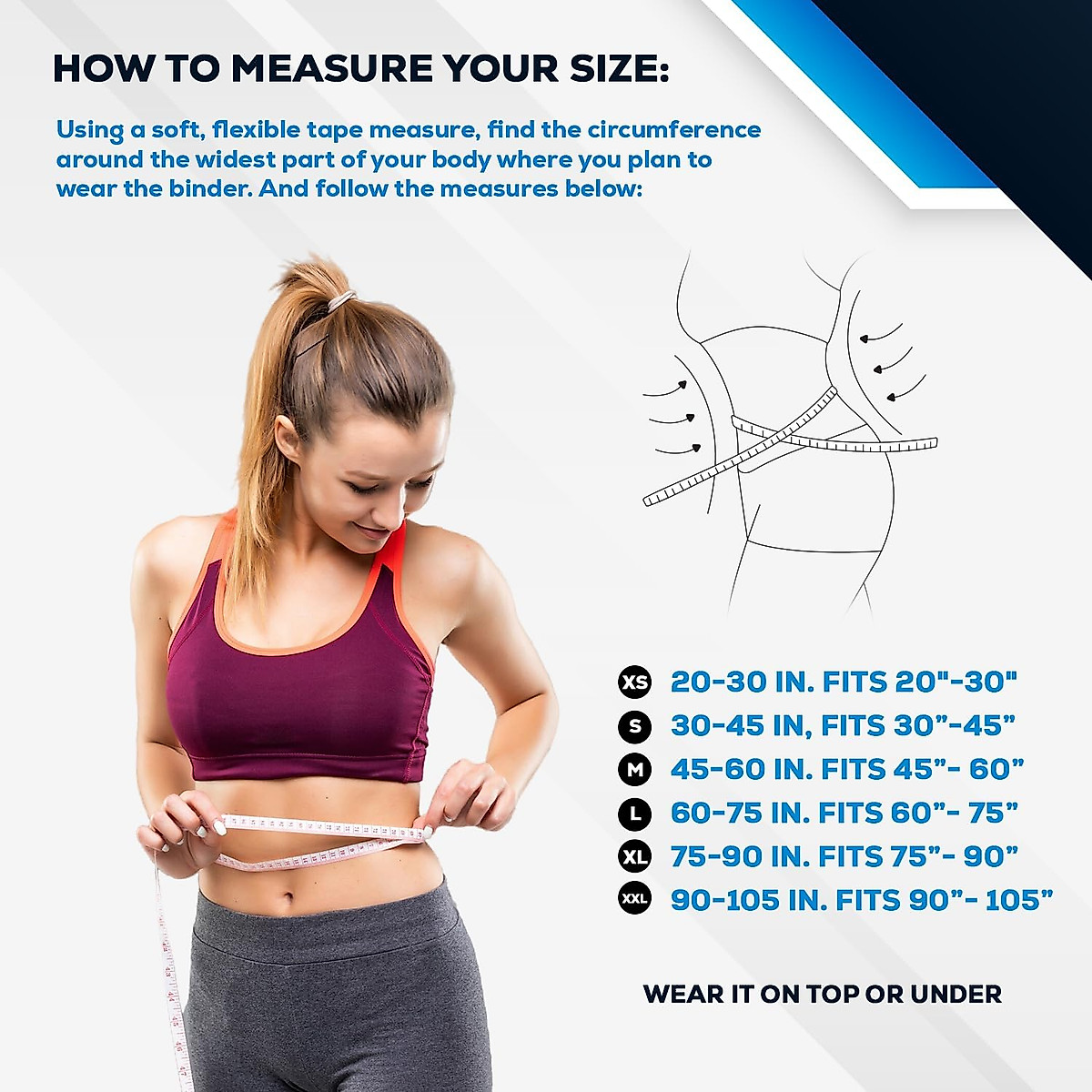 NYOrtho Abdominal Binder Lower Waist Support Belt - Compression Wrap - Men - Women MADE IN USA (30" - 45") 3 Panel - 9"