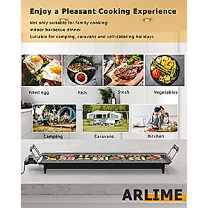 Large Electric griddle, 35" Teppanyaki Grill Extra Large Table Top Griddle, Portable BBQ Grill Electric, with Drip Pan and Adjustable Temperature for Party/Home/Camping Cooking