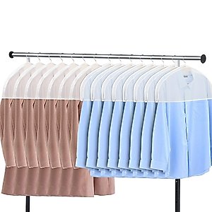 Zilink Shoulder Covers for Clothes (Set of 15) Breathable Garment Dust Covers Protectors with 2" Gusset for Suit, Coats, Jackets, Dress Closet Storage