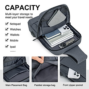 ecosmile Messenger Bag Sling Bag Crossbody Shoulder Bag for Men Women Travel Work Satchel Bags,Grey