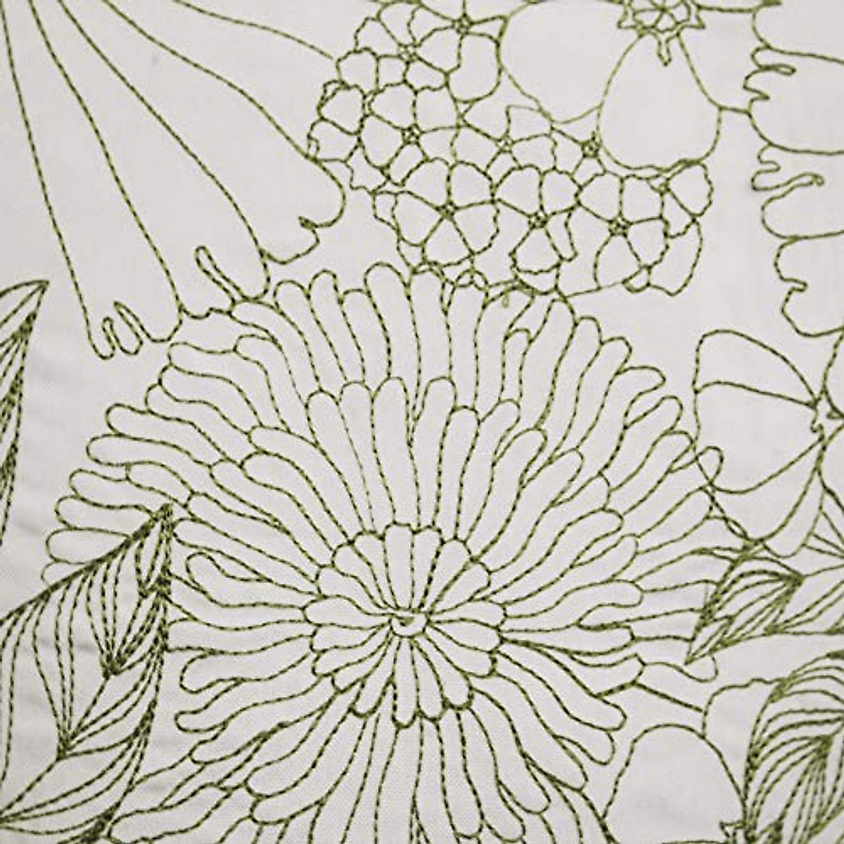 Edie At Home Fine Line Floral Embroidered Indoor & Outdoor Decorative Pillow, 18x18, Leaf/White