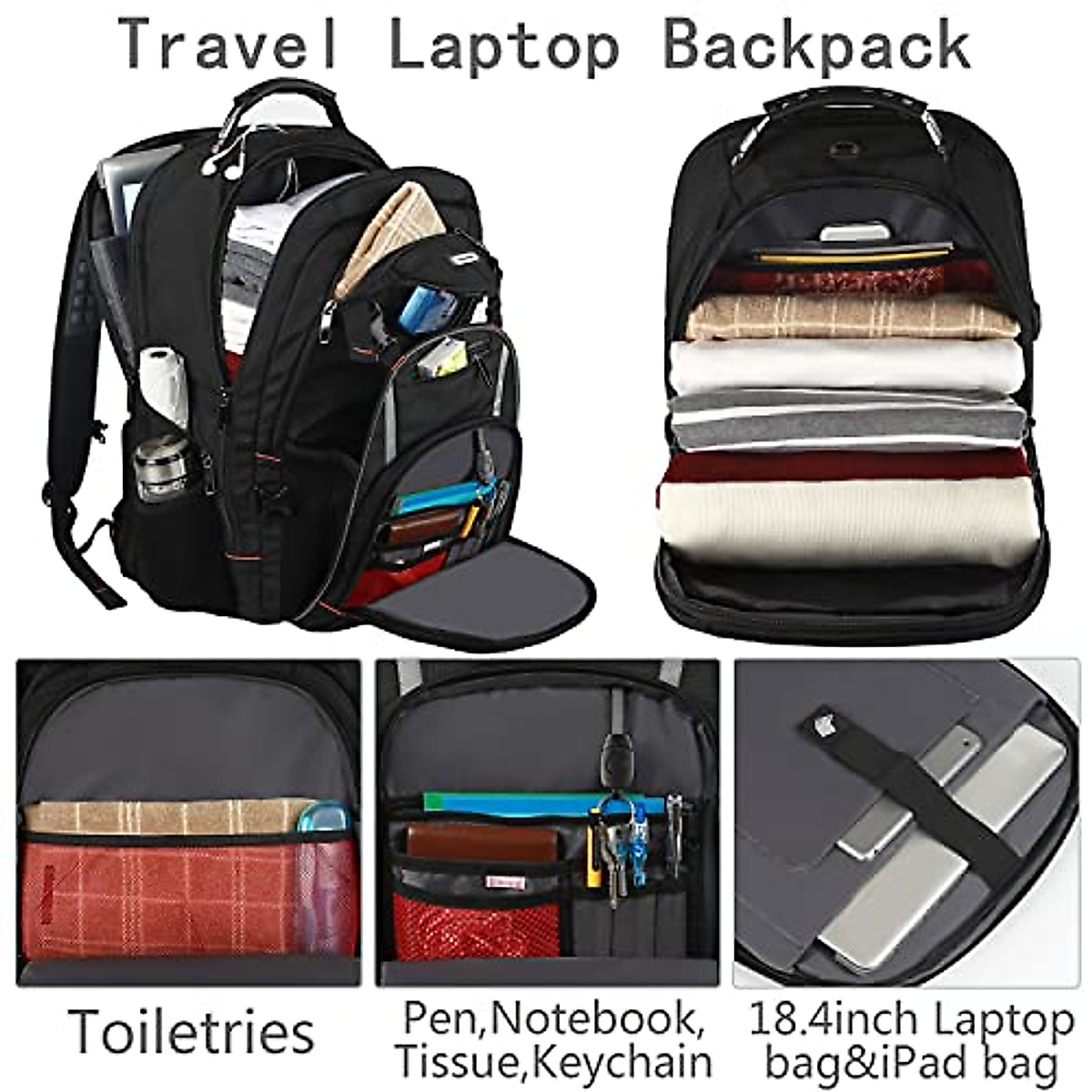 YALIXIAN Travel Laptop Backpack,Extra Large 18.4 Inch Laptop RFID Anti Theft TSA Friendly Backpack with USB Charging Port,Water Resistant,Computer Bag for Women Men Notebook&Basketball
