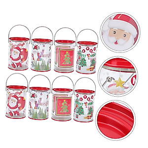 NOLITOY 8pcs Portable Cylinder Cookie Boxes Plastic Cookie Jar Sealed Containers for Food Pantry Sugar Jars Christmas Biscuit Tins Tinplate Lid Canister for Candy Mini Pvc