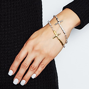 Silpada Cross Chain Bracelet for Women & Men, High Polished-Finish .925 Sterling Silver, Jewelry Gift Idea, In Good Faith', 7.5"