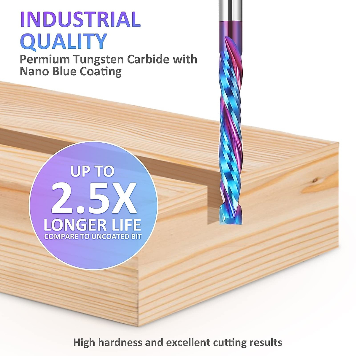 HQMaster Up & Down Cut Bit 1/8" Shank Compression Bit Spiral CNC Router Bits End Mill Tungsten Carbide Milling Cutter Set 5 Pack