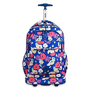 J World New York Sweep Laptop Rolling Backpack, Petals, 18"