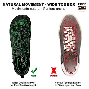 Geweo Minimalist Barefoot Shoes Upgrade Wide Toe Box Slip on Walking Shoes Zero Drop Sole More Free Natural Movement Foot-Shaped Running Zapatos de Zapatillas Casuales Unisex Black 10Women / 8Men