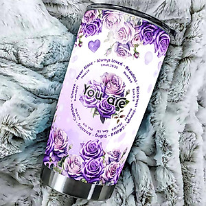 Dorric Personalized Christian Tumbler Purple Butterfly Travel Coffee Mug Insulated Cup with Lid Stainless Steel 20 30 oz Religious Gifts for Women Friend Sister Aunt Christmas Birthday