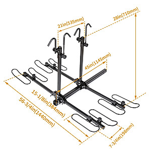 HECASA Universal 4 Bike Platform Carrier Mount Rack Compatible with Sport Truck SUV w/2" Hitch Receiver 200 Lbs Easily Foldable Sturdy