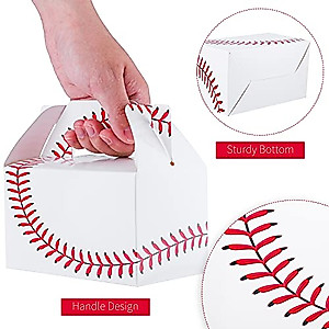 durony 6.2" Baseball Favor Boxes 24 PCS Cardboard Treat Boxes Baseball Sports Theme Party Gift Box Candy Snack Goodie Bags for Kids Adults Baby Shower Baseball Party Supplies