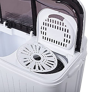 ZOKOP Portable Compact Twin Tub Washing Machine Capacity 14.3lbs 1300rpm/mins Semi-automatic Washer Laundry Machine Dryer Built-in Drain Pump Spin Cycle, Grey, 22.83inch x 14.72inch x 26.38inch