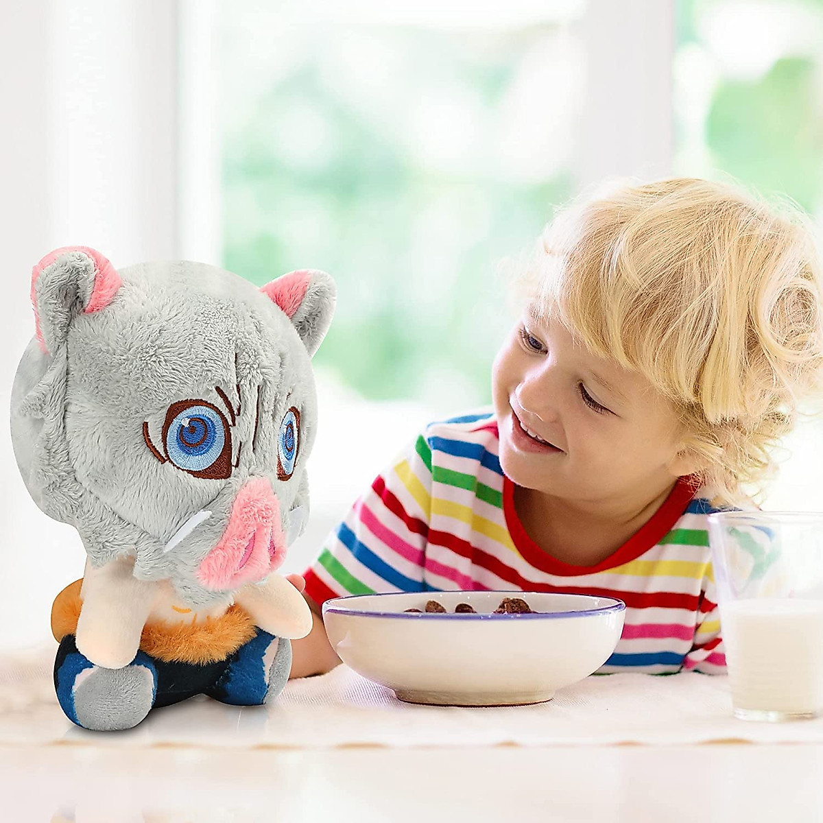 Eurrdc 8" Stuffed Pig Head Anime Figures Collectible Kids Plush Toys Gift for Boys and Girls