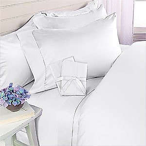 Elegant Comfort ® 1500 Thread Count WRINKLE & FADE RESISTANT 4 pc Sheet set, Deep Pocket Up to 18" - All Size and Colors, Full White
