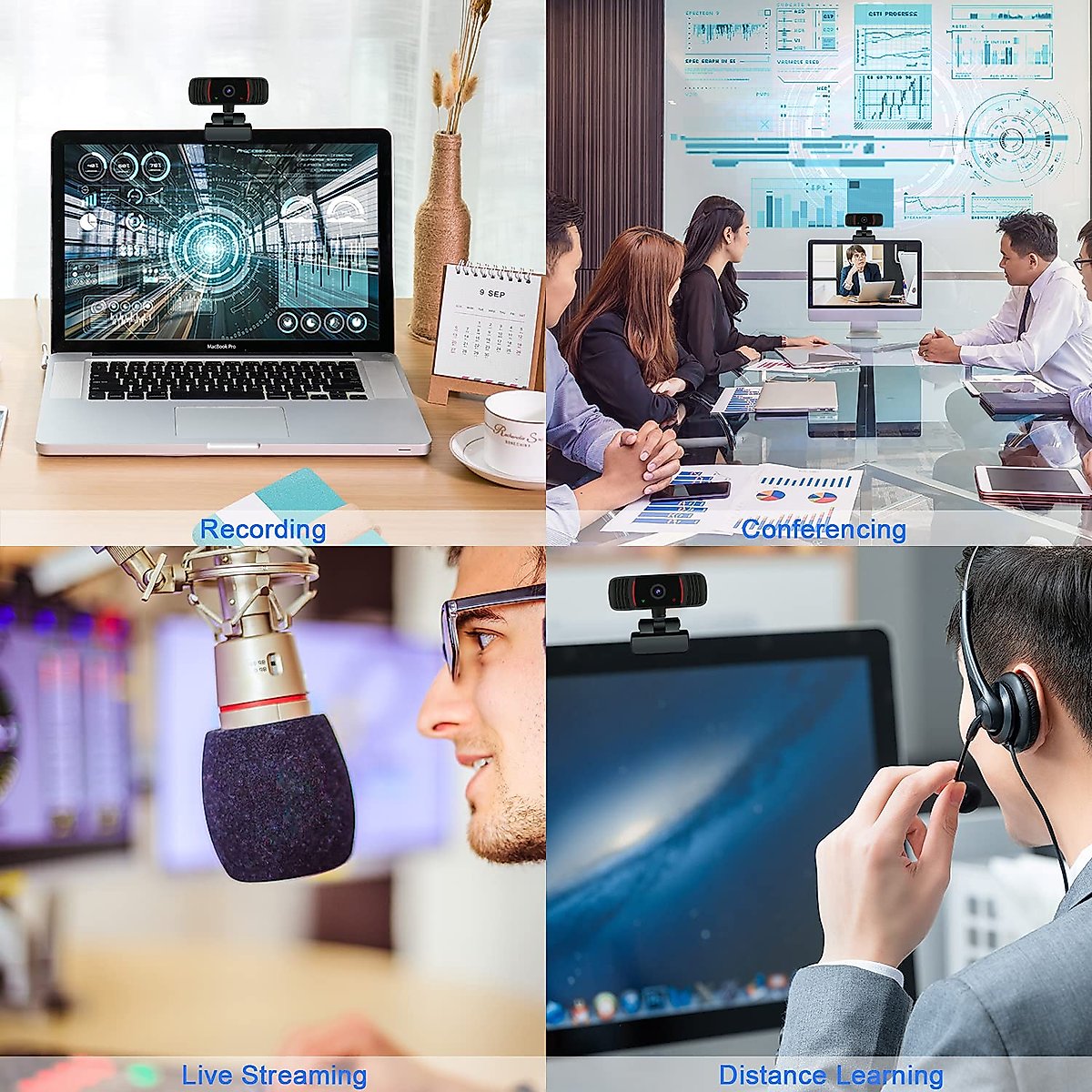 Peteme Webcam with Microphone for Desktop, 1080P HD USB Web Cameras, Computer Camera for Laptop,Plug and Play Webcam and Stereo Microphone for Zoom/Video Calling Recording/Gaming/Conferencing