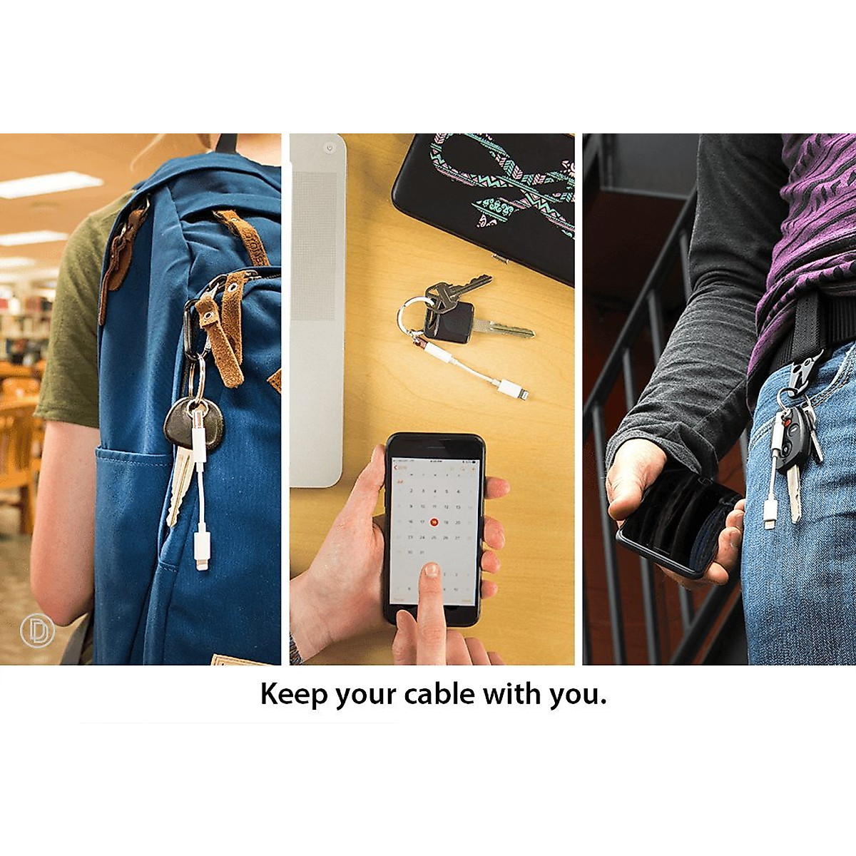 Dongle Dangler 3.5mm Headphone Jack Adapter - Compatible with iPhone 15/15 Pro/ 14/14 Pro/13/13 Pro/12/12 Pro/11/11 Pro/X/Xr/Xs/SE (Keychain 1-Pack)