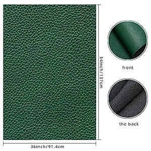 Soft PU Leather Large Faux Leather 36" x 54", 0.8 mm Thickness Faux Leather Fabric by The Yard Leather Material for Upholstery Couch Sofa Bags Chairs Car Seats DIY Crafts (Green)