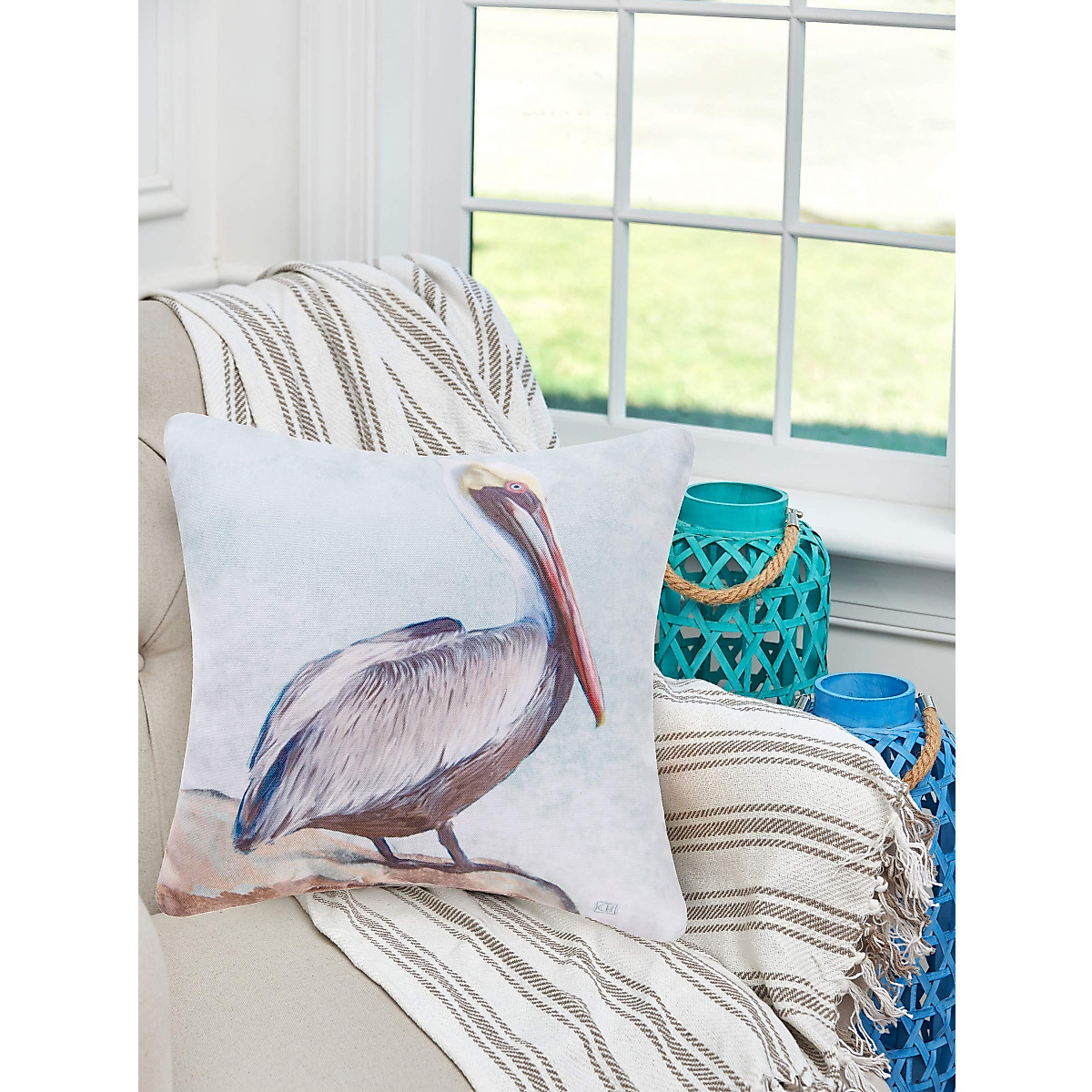 C&F Home Pelican by The Ocean Coastal Premium Indoor/Outdoor Pillow Patio Decor Decoration Accent Throw Pillow 18" x 18" Pelican