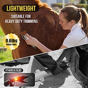 Ciphuoly Horse Clippers Cordless Quiet, Professional Horse Care Clippers with 4 Guide Guards,Electric Rechargeable Grooming Kit for Horse,Powerful Livestock Grooming Clipper