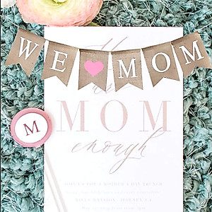 Rustic We Love Mom Burlap Garland Banner Mother's Day Decorations Mothers Day Bunting Banner Sign for Classroom,Office,Home,Mothers Day Party,Mother Birthday Party Decorations