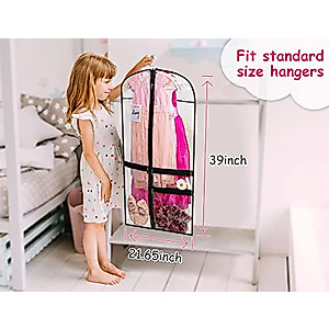 KIMBORA Clear Dance Costume Garment Bag for Dancers 3 Zippered Pockets Kids Embroiderable Competitions Bags, Clothes Cover for Girls Dress(3 Packs)